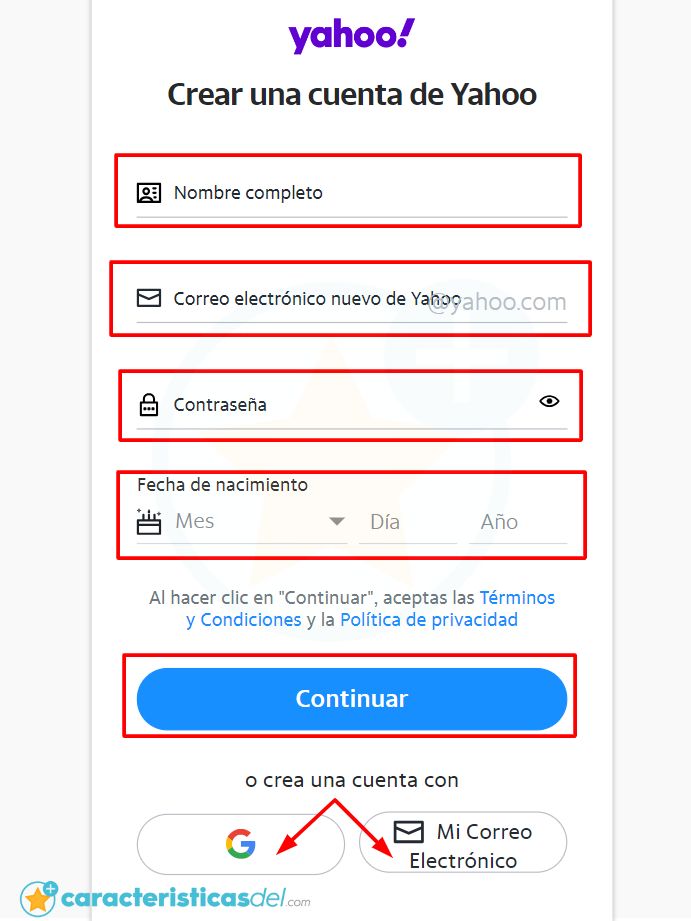 Registrarse en Yahoo (crear correo electrónico)